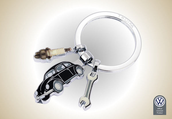 Troika Charm Keychain with Volkswagen Beetle and Sparkplug Charm ...
