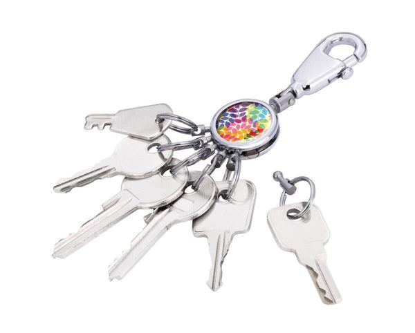 Troika Patent Colorful Leaves Multi-ring Keyring Chrome Finish ...