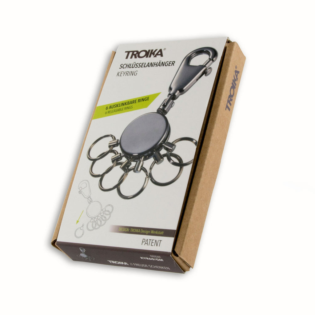 Troika Patent Multi-ring Keyring Black Chrome Finish | Troikaus.com